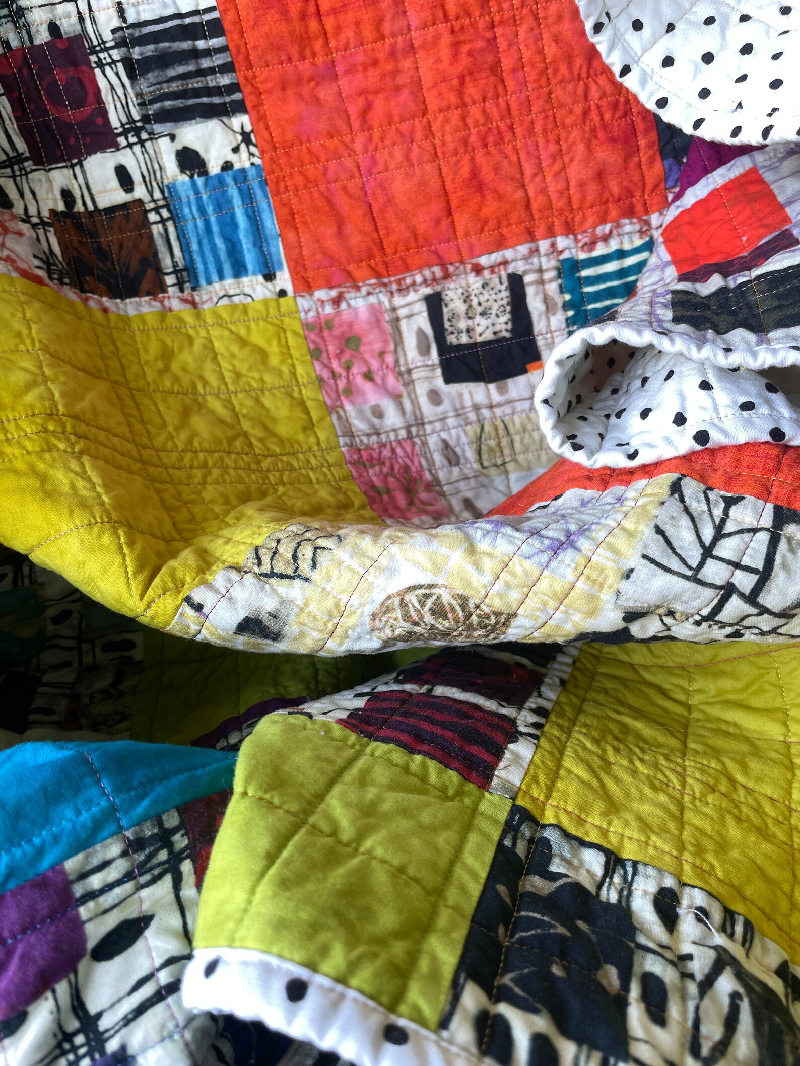 Finished Quilt, Line by Line, Curiosity Colorful Quilt 62x69 - Etsy