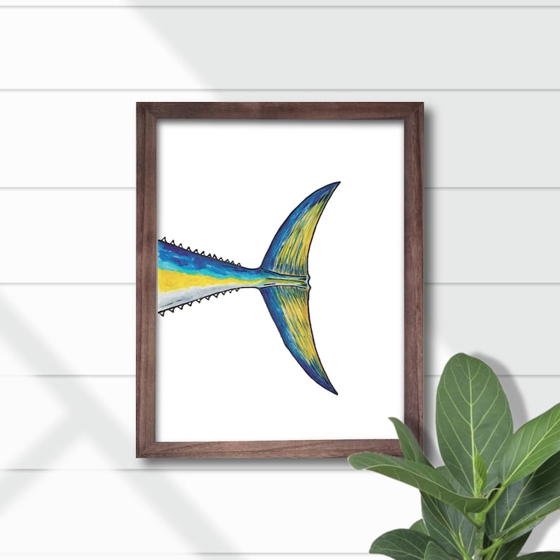 Yellowfin Tuna Tail-watercolor Print, Hand Painted, Florida, Louisiana ...