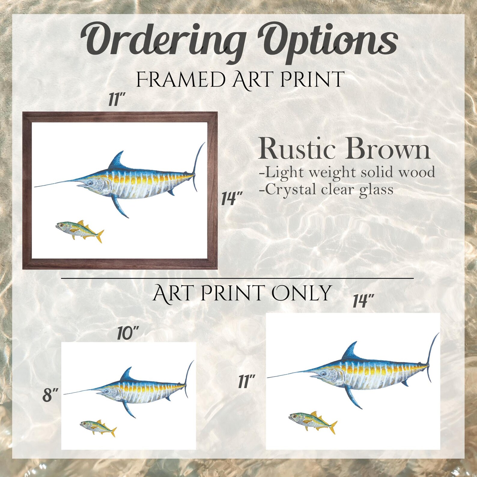 Blue Marlin Watercolor Painting Print, Hand Painted, Florida, Louisiana ...