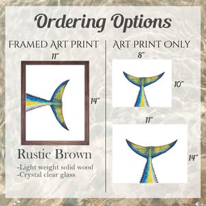 Watercolor Marlin, Yellowfin Tuna, Mahi Fish Tails Art Prints Trio ...