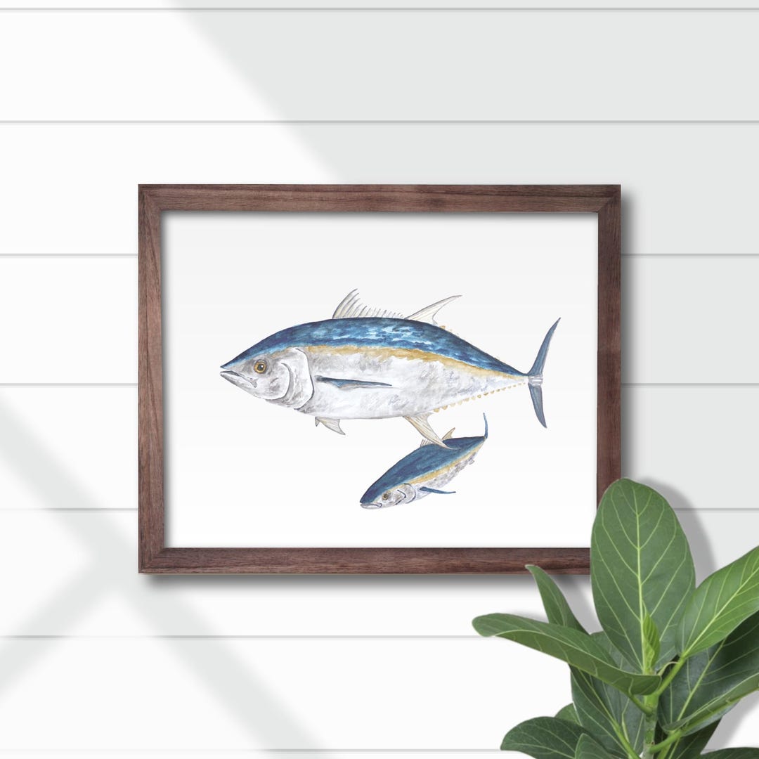 Watercolor Bluefin Tuna Art Print: Coastal Tropical Home Decor ...