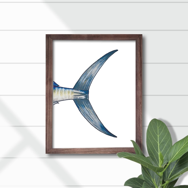 Marlin Tail-watercolor Print, Hand Painted, Florida, Louisiana, Fishing ...