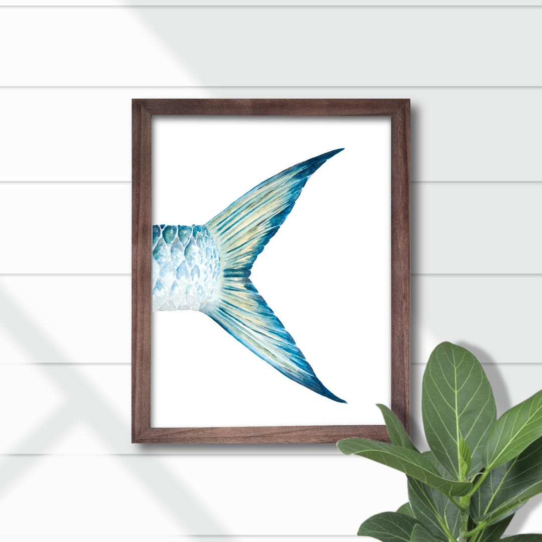 Watercolor Tarpon Fish Tail Art Print: Coastal Tropical Home Decor ...
