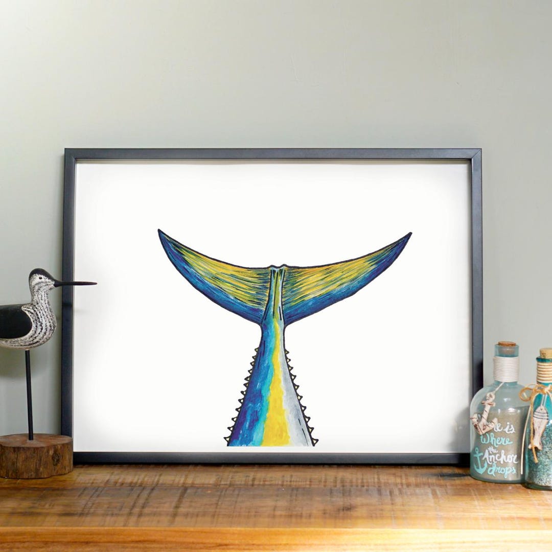 Yellowfin Tuna Tail-watercolor Print, Hand Painted, Florida, Louisiana ...