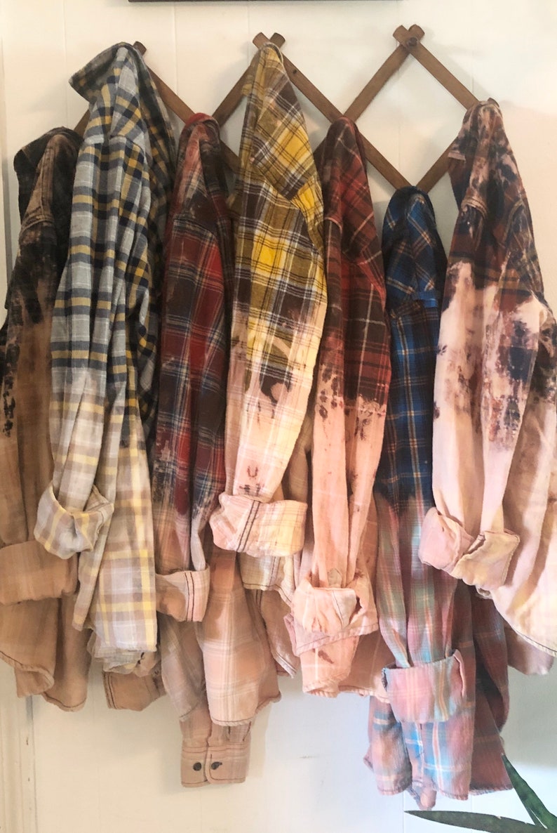 Assorted Red Flannel Shirts Bleached Distressed Bridal Party - Etsy