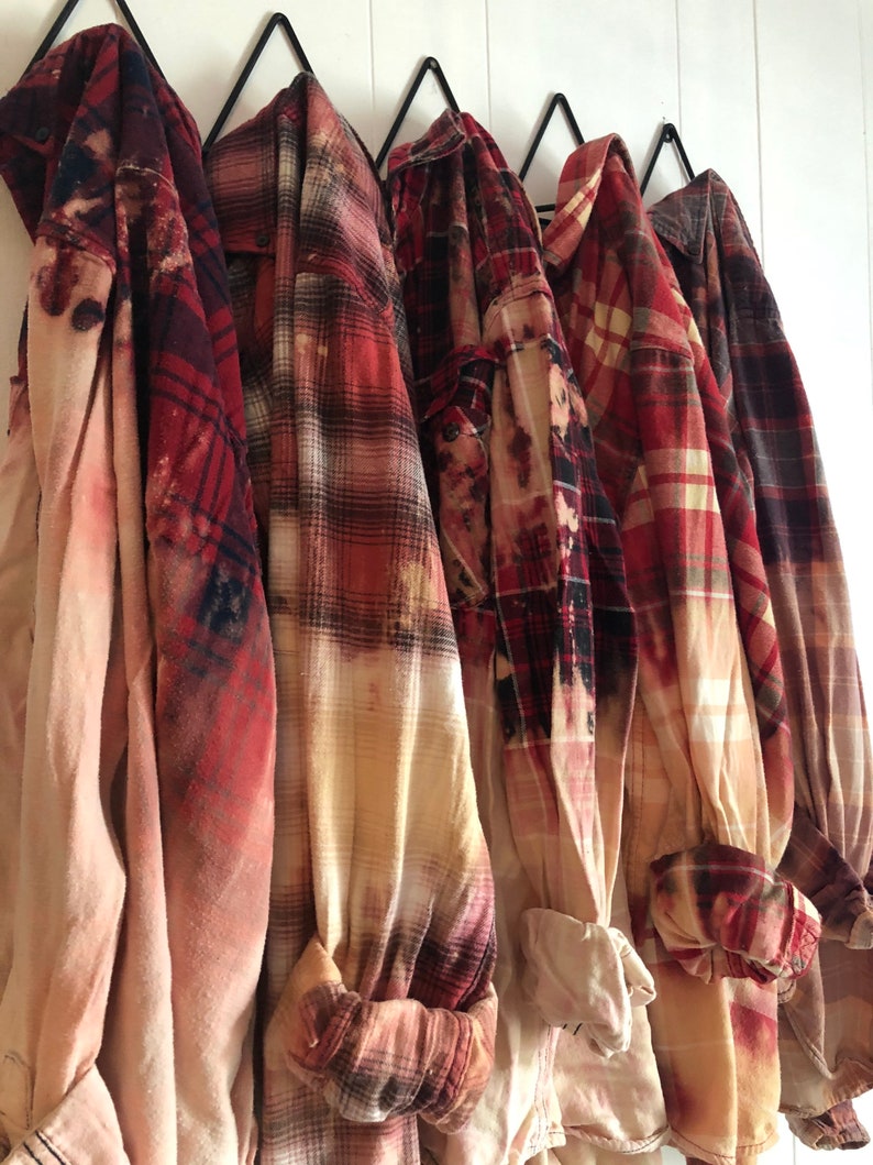 Assorted Red Flannel Shirts Bleached Distressed Bridal Party - Etsy