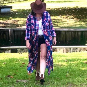 Flannel Duster acid Washed Sunbleached Festival Fashion Boho Kimono ...