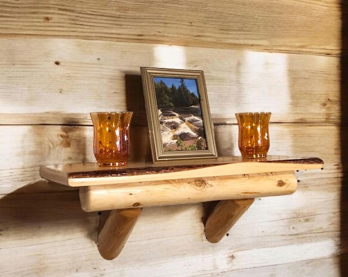 Rustic Log Wood Shelf, Rustic Cabin, Farmhouse Wall Shelf, Rustic Wood ...