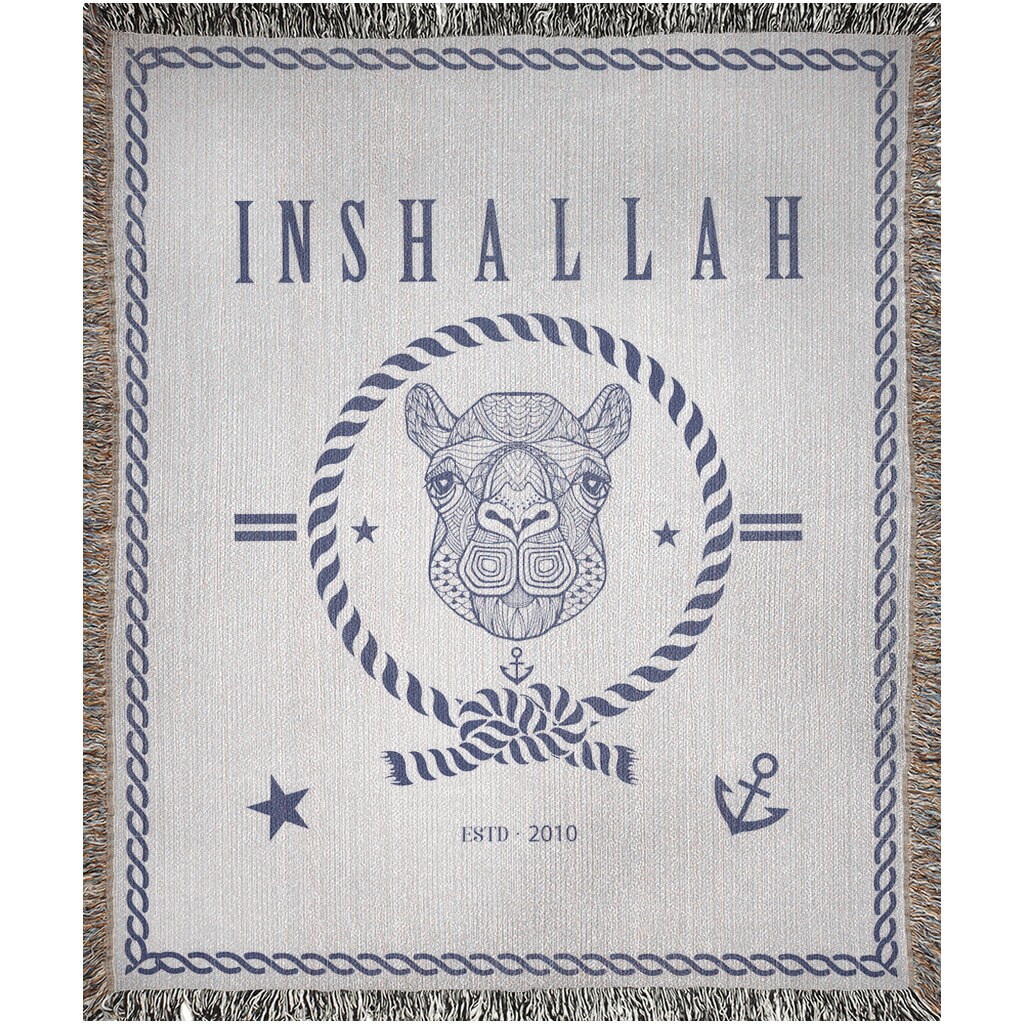 Inshallah Camel Face With Anchor and Nautical Rope Woven Throw Blanket ...