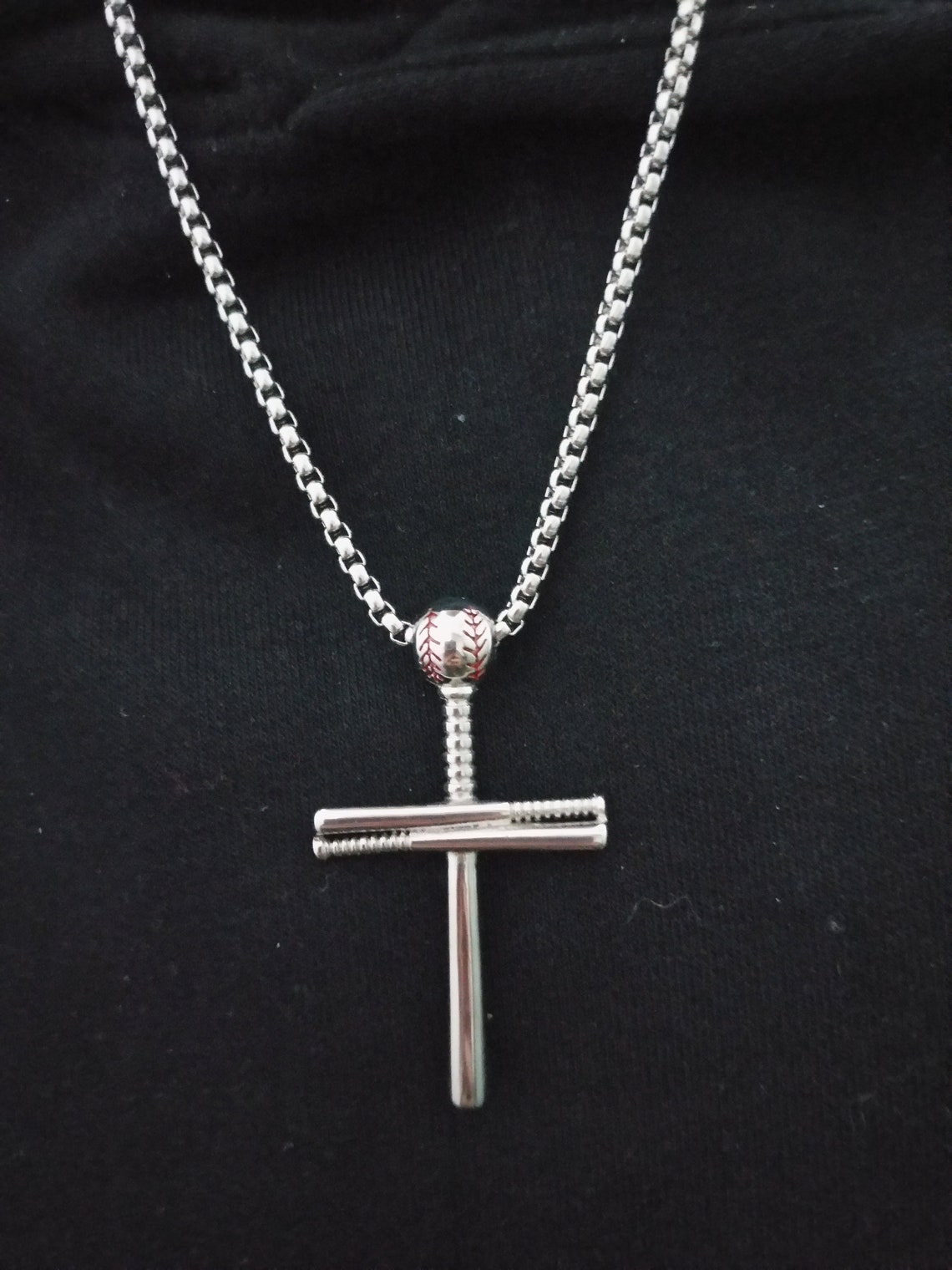 Baseball cross necklaceBaseball necklace for menbaseball | Etsy