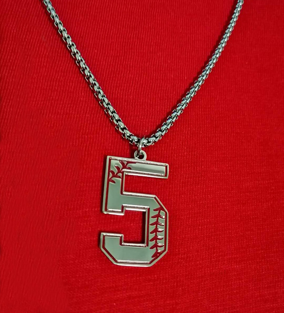 Baseball 5 Necklacebaseball Initial Number Pendant | Etsy