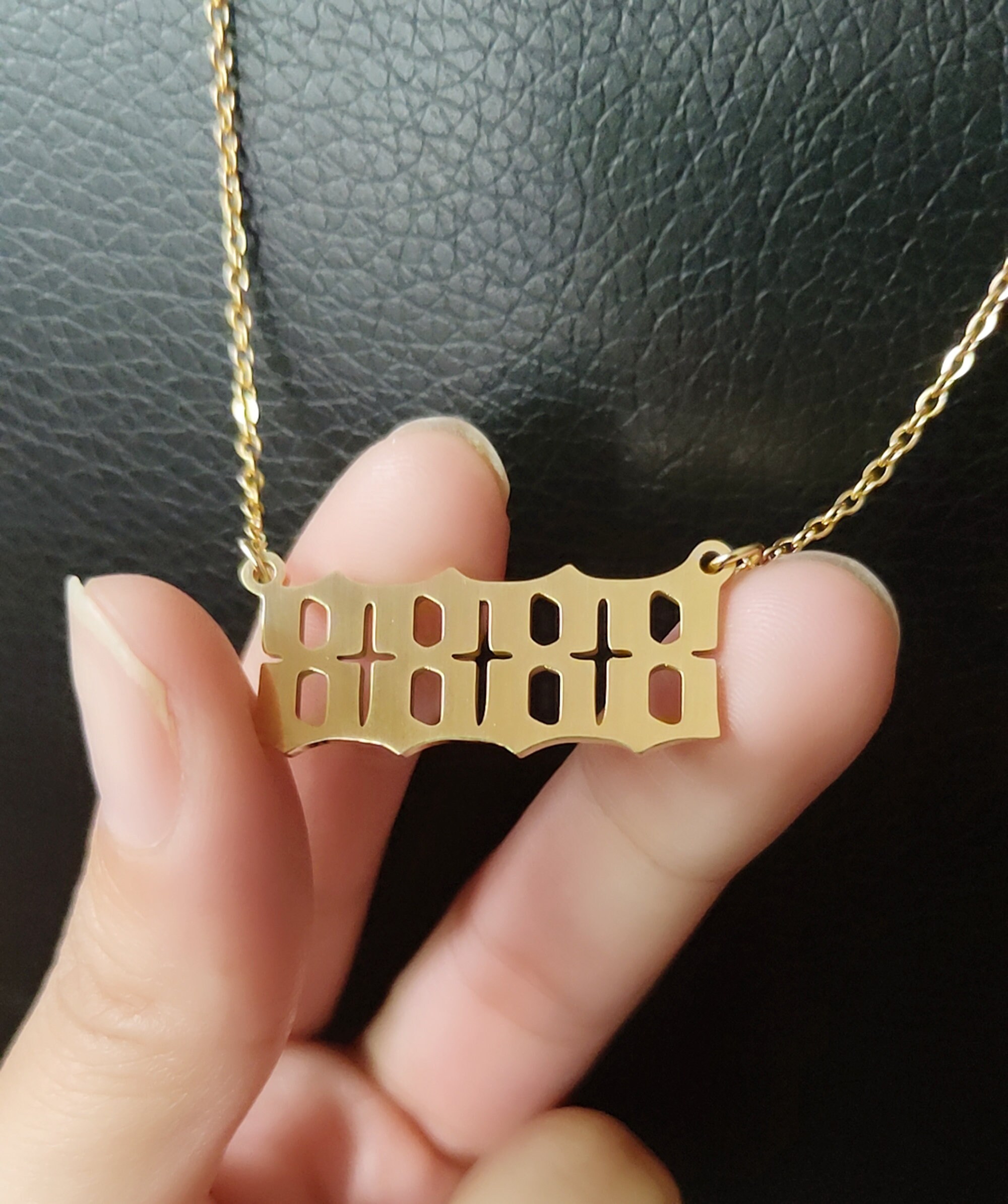 Gold Necklace,angel Number Necklace,8888 Devil Angel Necklace Gold ...