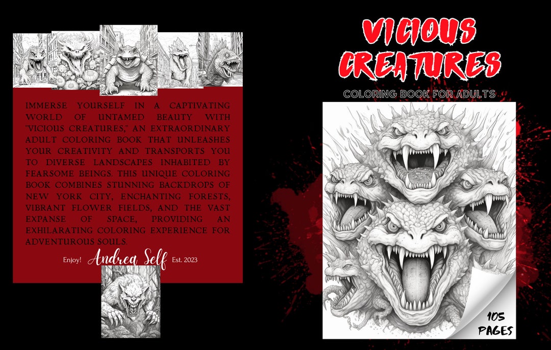 Vicious Creatures Coloring Book for Adults | Digital Download | 105 ...
