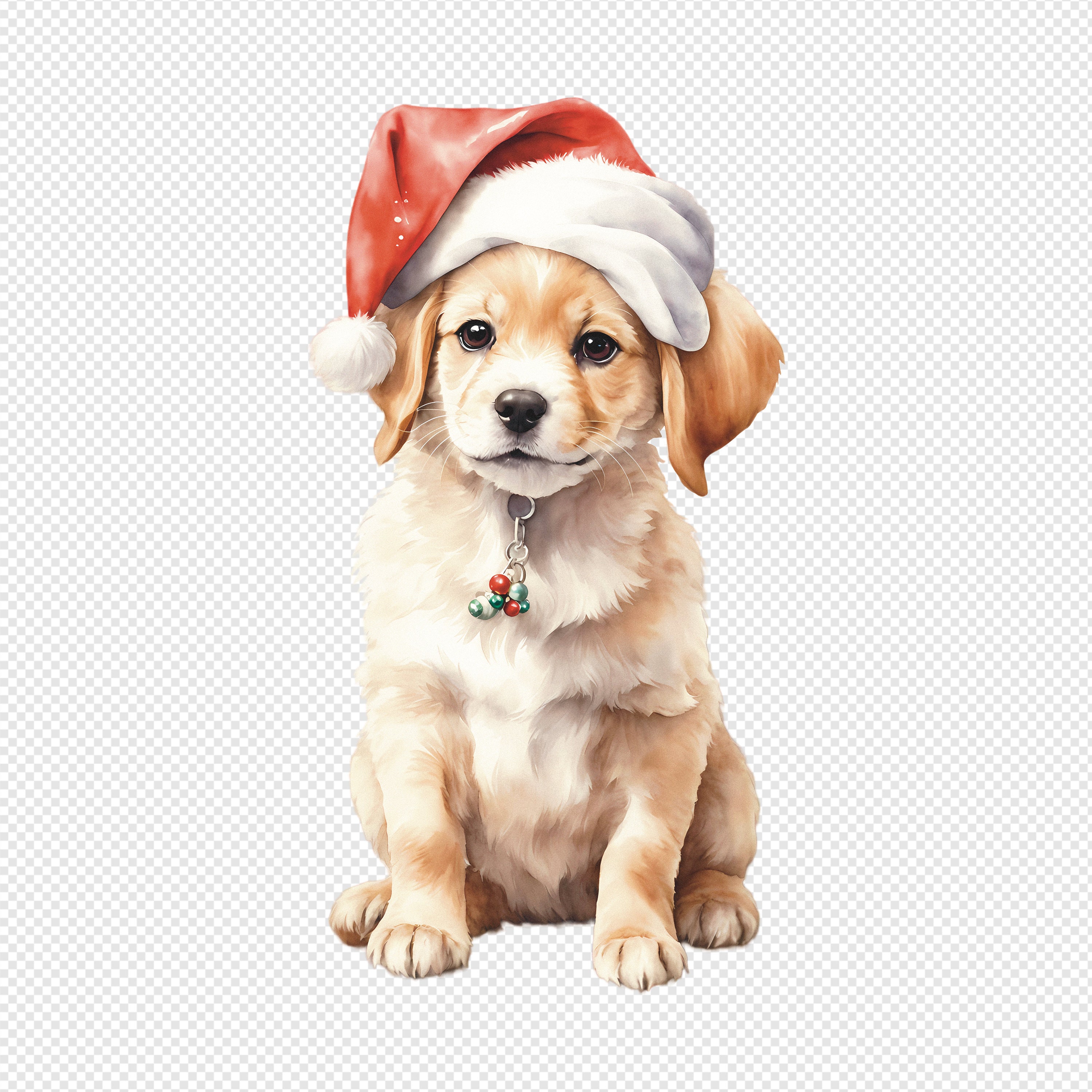 3 PNG File,cute Dog With Christmas Hat Clipart,sticker,digital Download ...