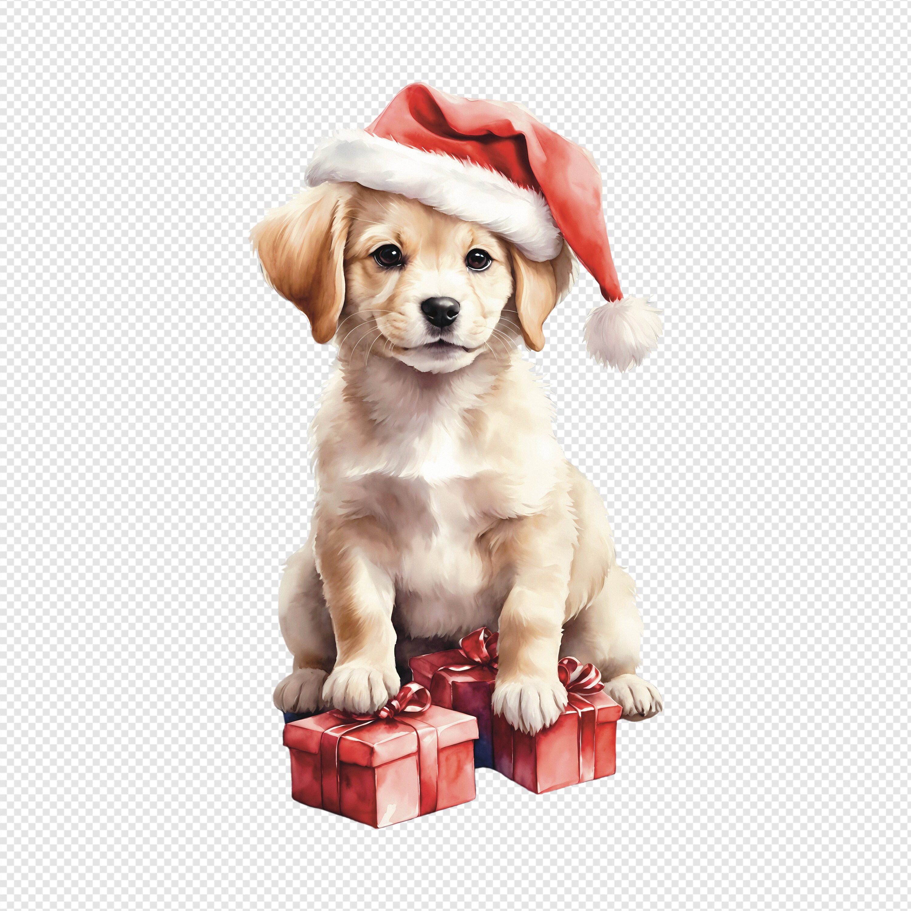 3 PNG File,cute Dog With Christmas Hat Clipart,sticker,digital Download ...