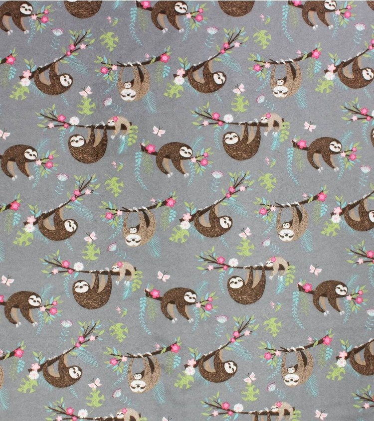Floral Sloths Grey - Etsy