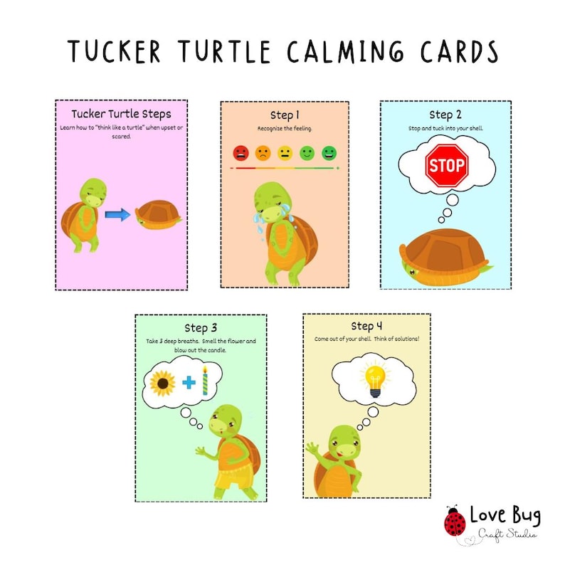 Tucker Turtle Calming Cards | Child Development Printable | Emotion ...