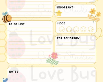Bumble Bee Themed Digital Planner - Weekly Planner Page - Etsy