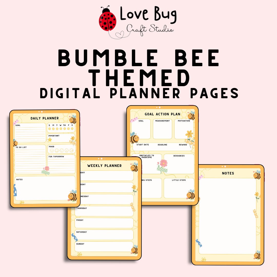 Bumble Bee Themed Digital Planner - Bundle - Etsy