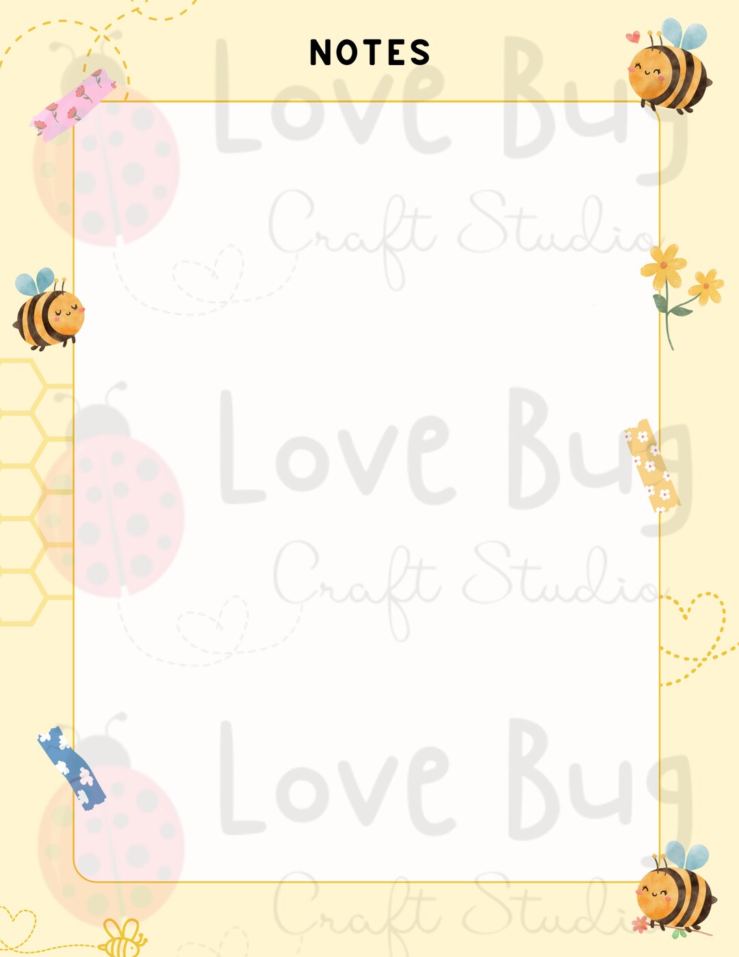 Bumble Bee Themed Digital Planner - Notes Page - Etsy