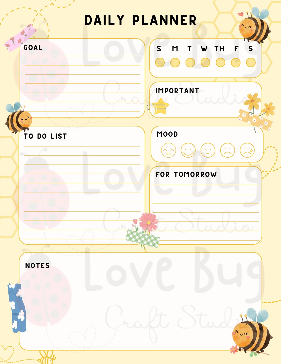 Bumble Bee Themed Digital Planner - Bundle - Etsy