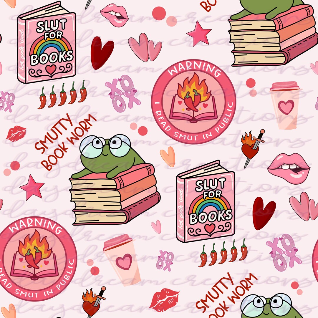 Spicy Smut Romance Reader Book Club Bookworm Seamless Repeat Pattern ...
