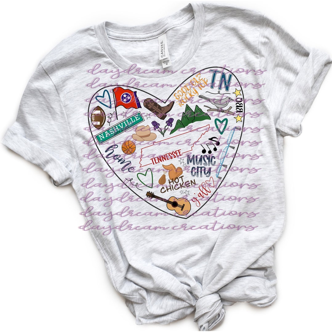 Tennessee Heart Hand-drawn Design Version 2 - Hand-drawn Tennessee Icon ...