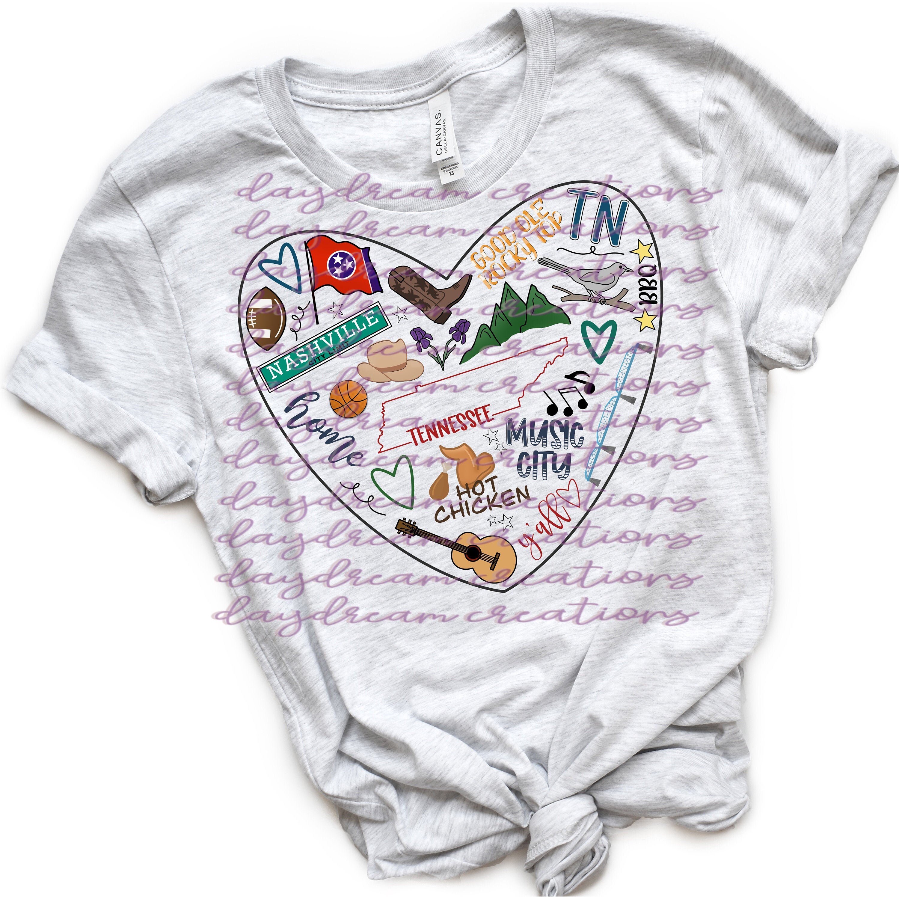 Tennessee Heart Hand-drawn Design Version 2 Hand-drawn - Etsy