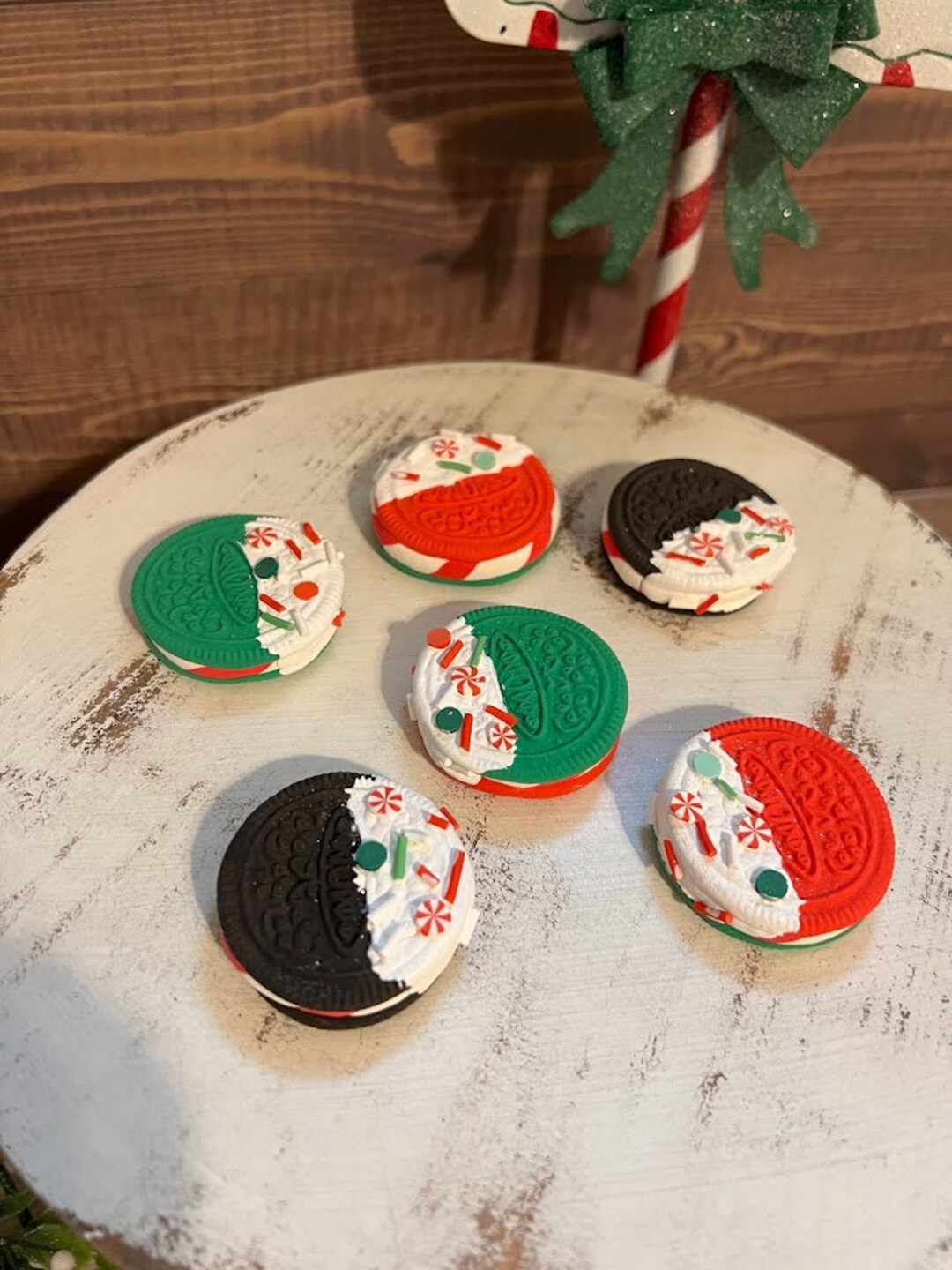Sets of Fake Cookies, Christmas Cookies, Peppermint Twist Cookie, Faux ...