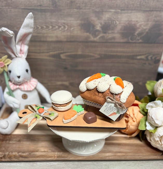Rustic Charcuterie Board, Faux Carrot Loaf Cake , Spring , Faux Food ...