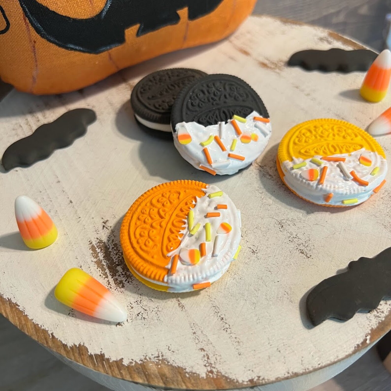 Sets of Fake Cookies Halloween Cookies Candy Corn Faux - Etsy