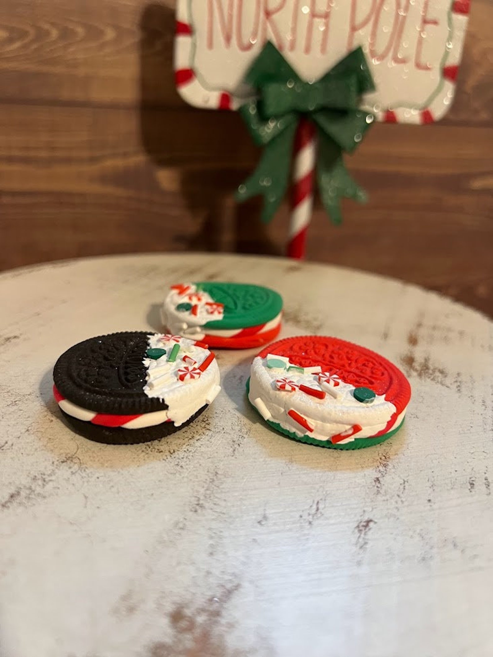 Sets of Fake Cookies, Christmas Cookies, Peppermint Twist Cookie, Faux ...