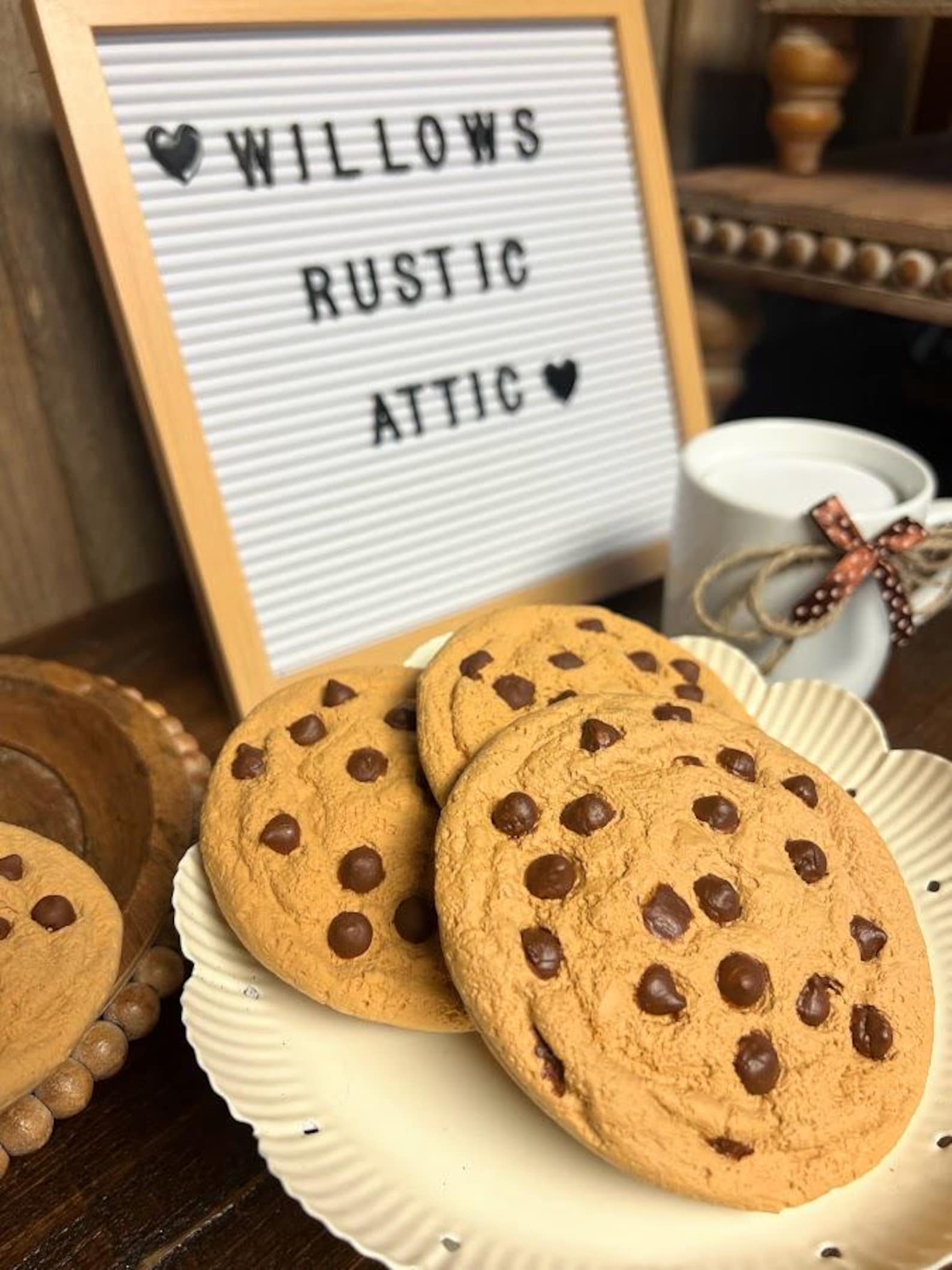 Fake Chocolate Chip Cookie, Faux Cookies, Cookie Decor, Tier Tray Decor ...