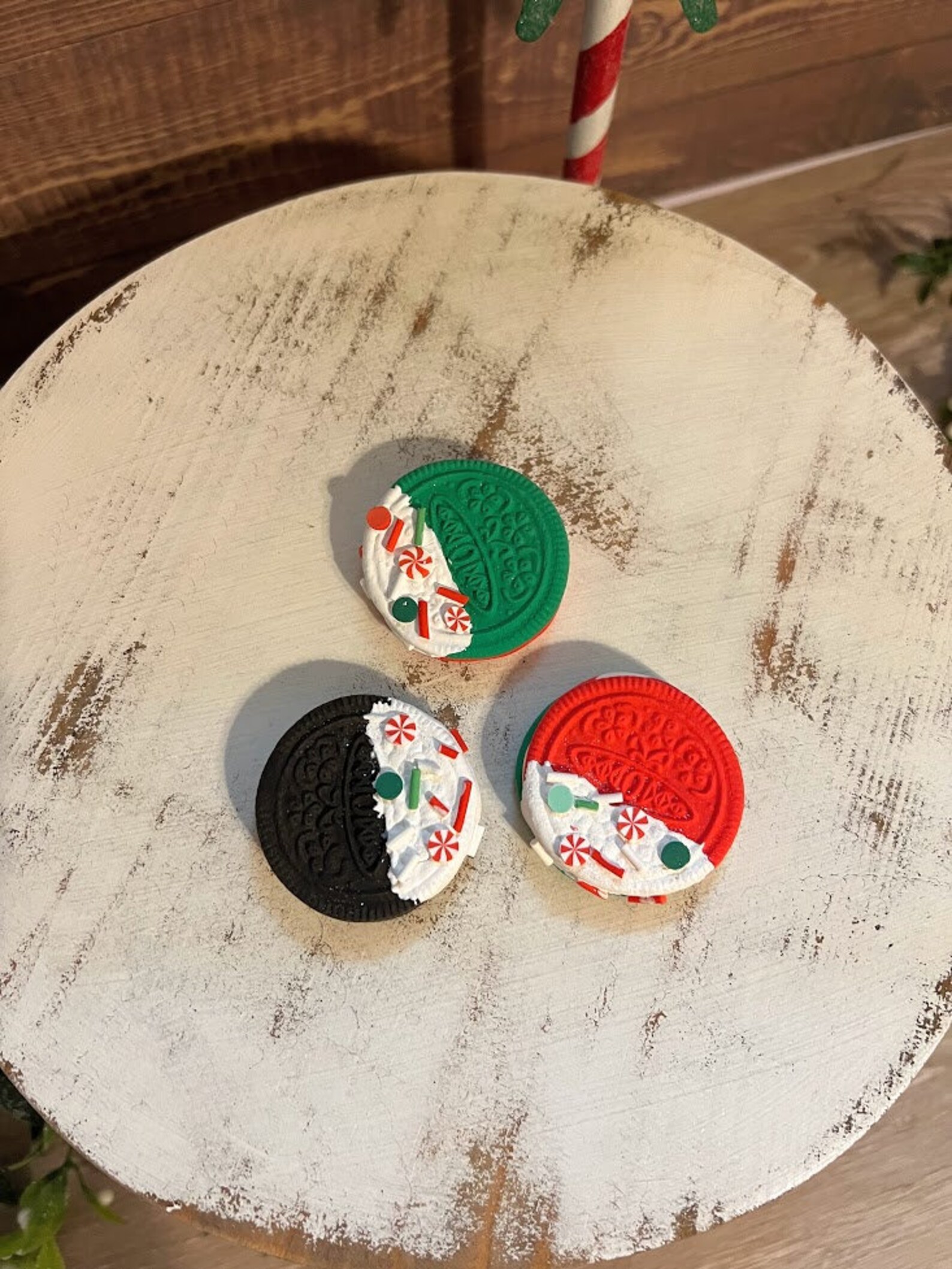 Sets of Fake Cookies, Christmas Cookies, Peppermint Twist Cookie, Faux ...