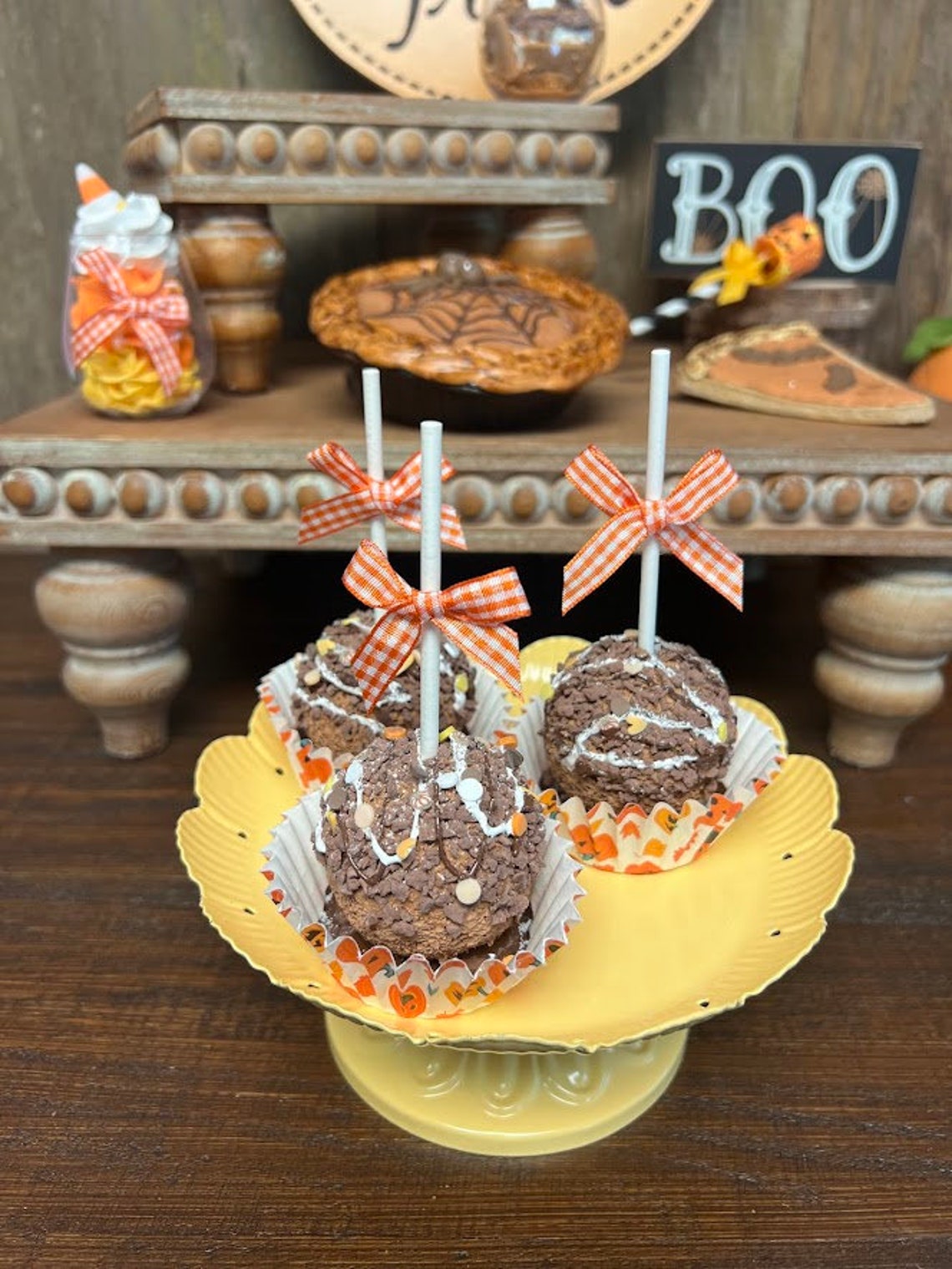 Fake Fall Harvest Cake Pops, Cocoa Balls, Fall Decor, Primitive Decor ...