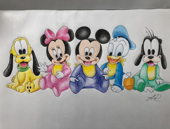 Disney Baby Friends Hand Drawn Original Drawing | Etsy