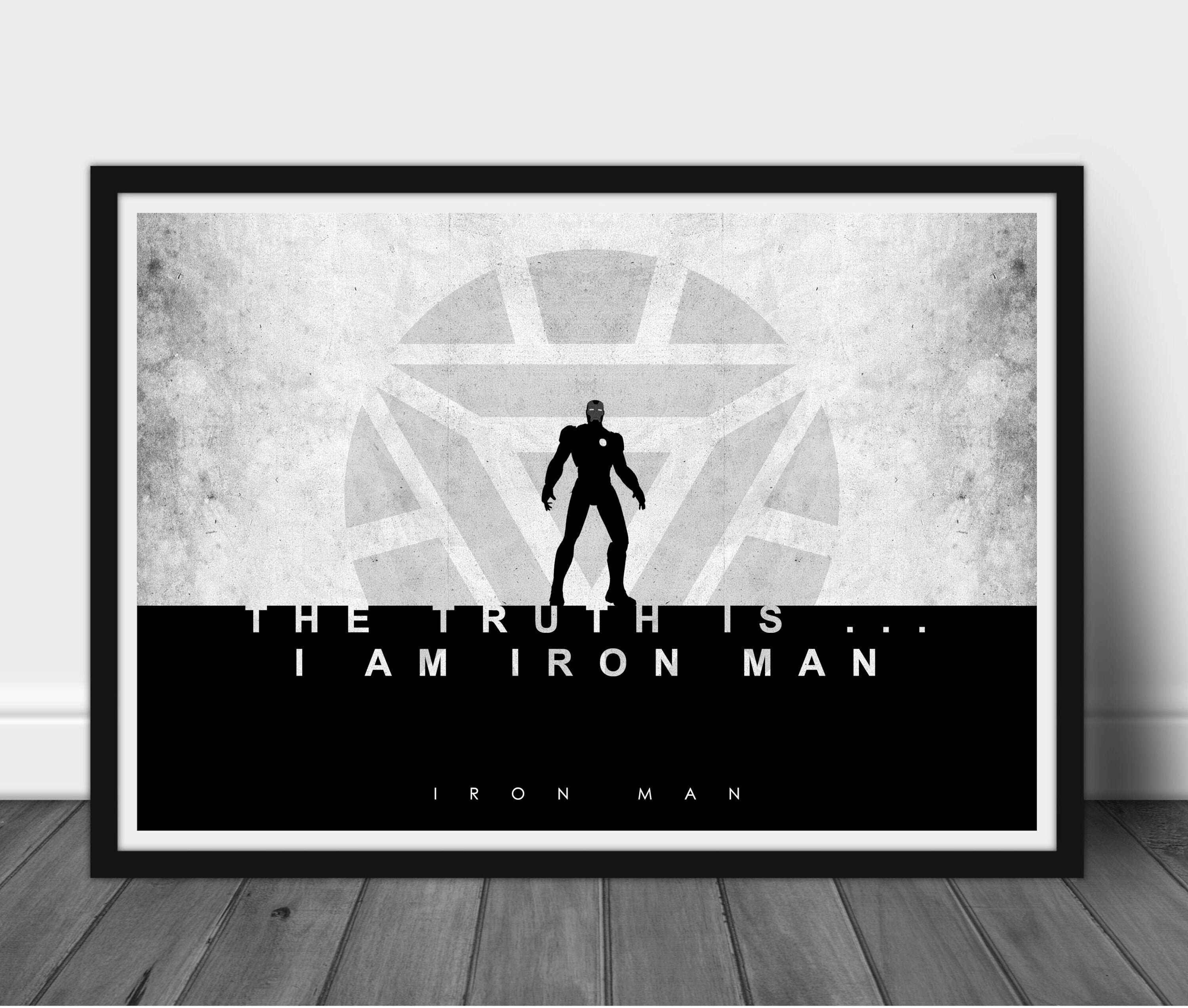 Marvel Iron Man Quote Poster Print movie posters black and | Etsy