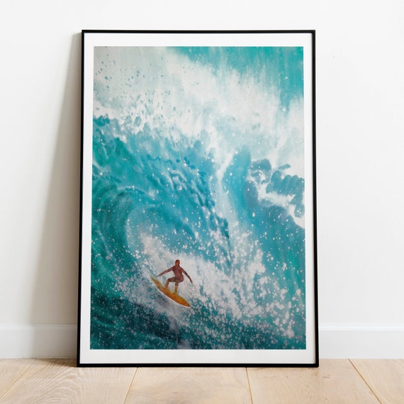Watercolor surf art print digital download Watercolor Painting etna.com.pe