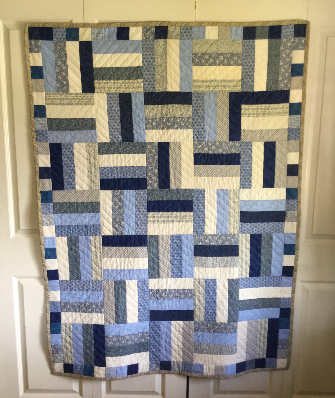 Blue Handmade Quilt, Crib, Boy - Etsy