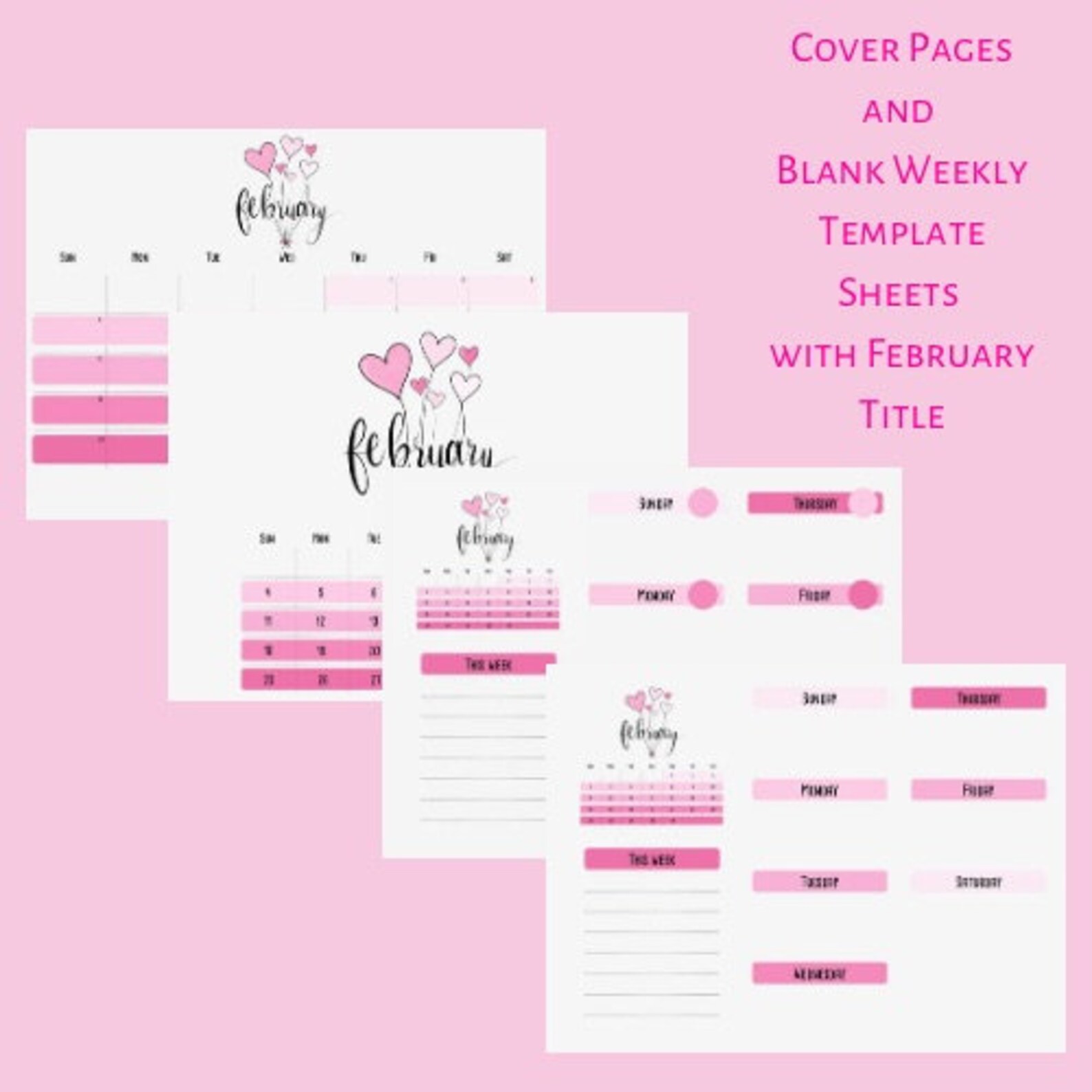 Digital Download February 2024 Calendar Planner Template - Etsy