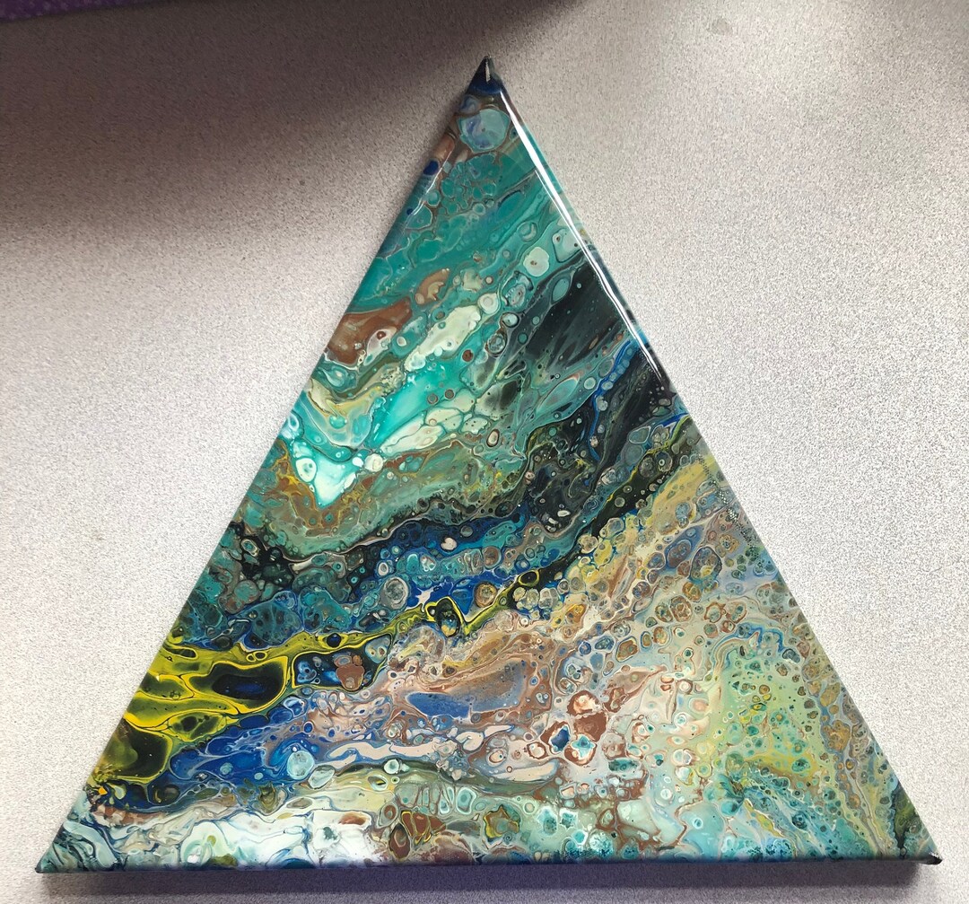 Abstract Paint Pour on Triangular Canvas - Etsy