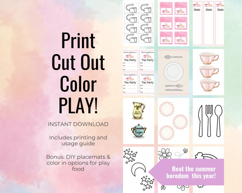 Printable Kids Tea Party Play Set|pretend Play PDF for Toddlers ...