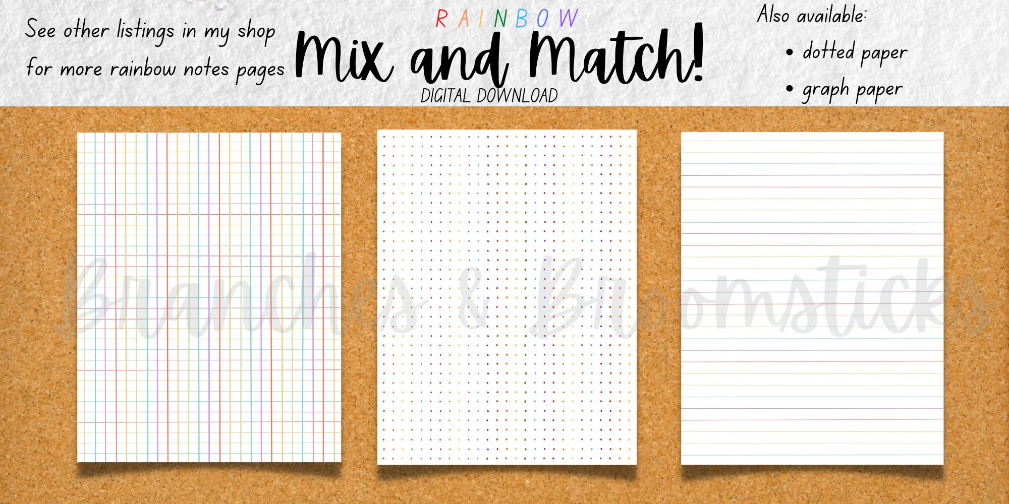 Rainbow Graph Paper, Printable Graph Paper, Rainbow Goodnotes Template ...