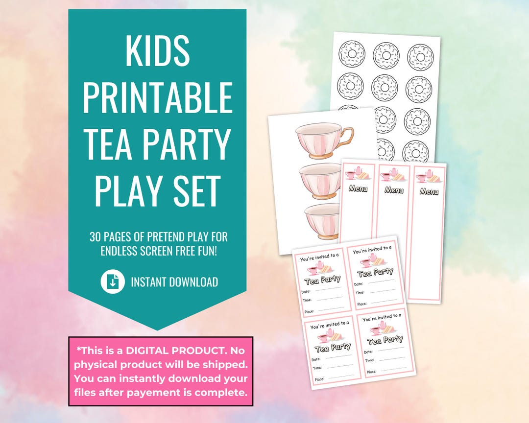 Printable Kids Tea Party Play Set|pretend Play PDF for Toddlers ...