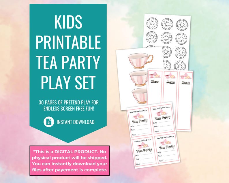 Printable Kids Tea Party Play Set|pretend Play PDF for Toddlers ...