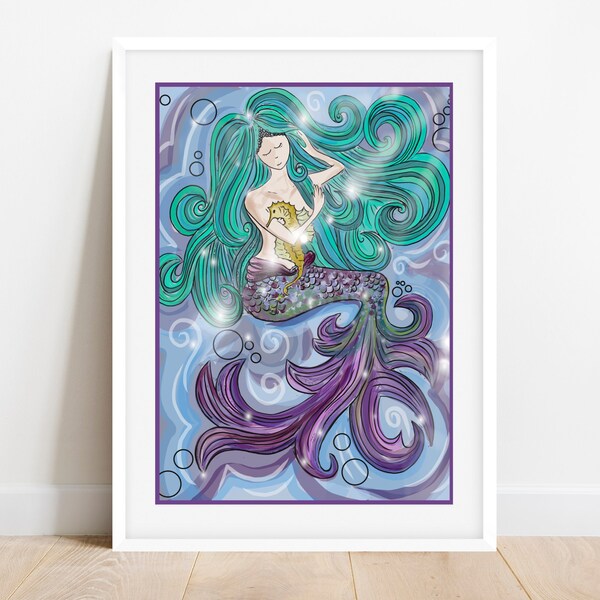Modern Mermaid Art - Etsy