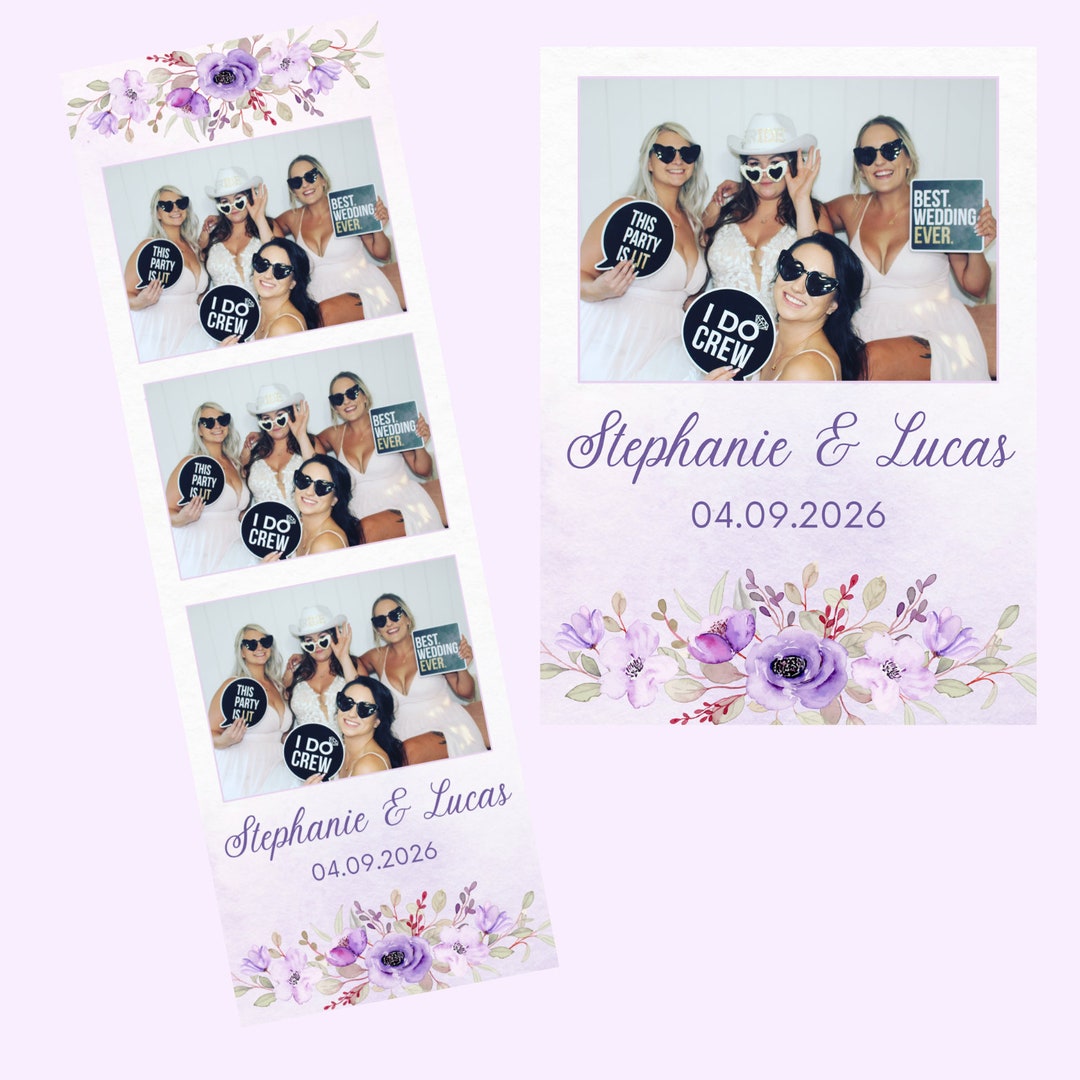 Wedding Photo Booth Template, Watercolor Photo Booth Template, Photo ...