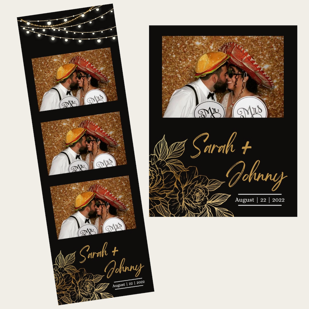 Wedding Photo Booth Template, Black and Gold Photo Booth, Elegant Photo ...