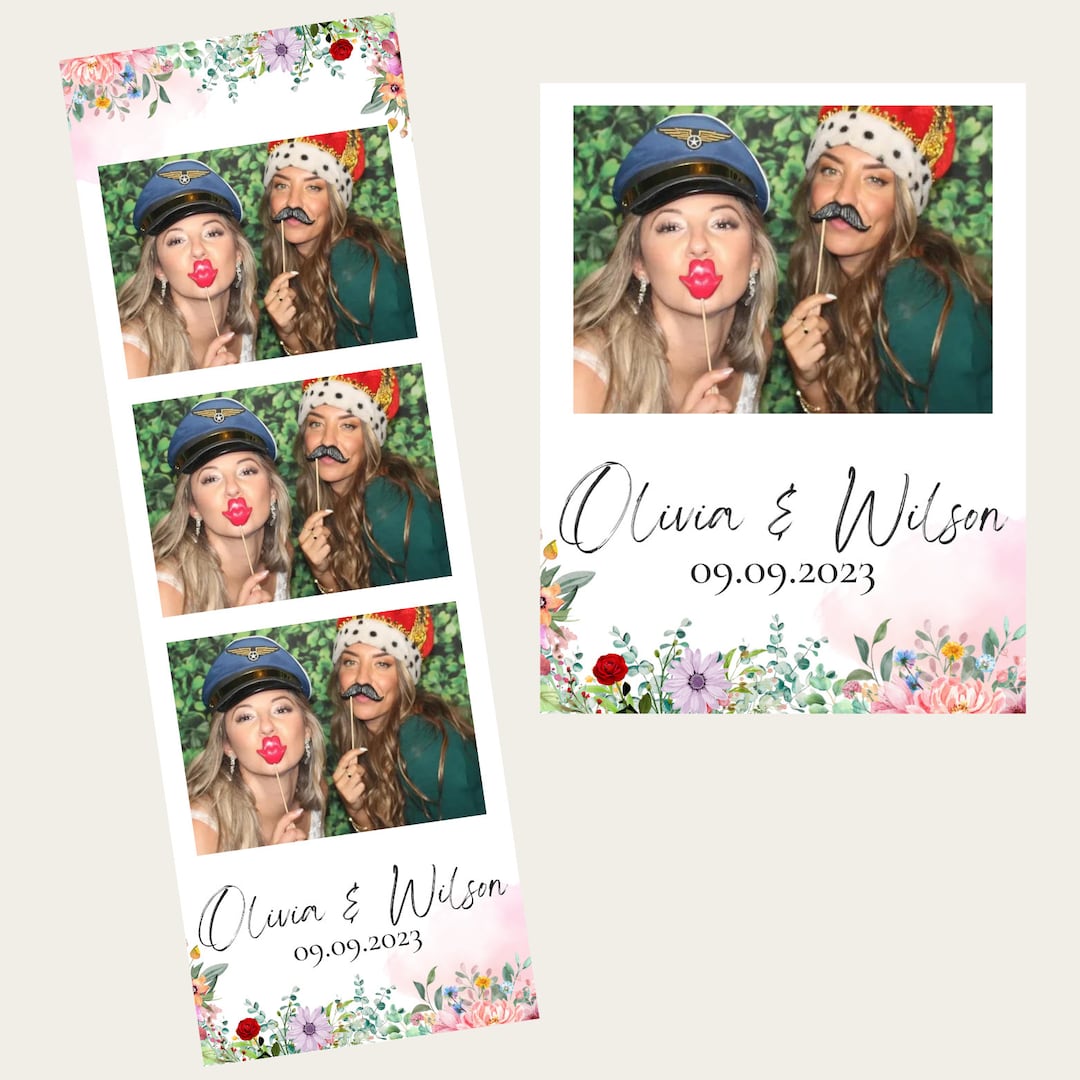 Wedding Photo Booth Template, Watercolor Photo Booth Template, Photo ...