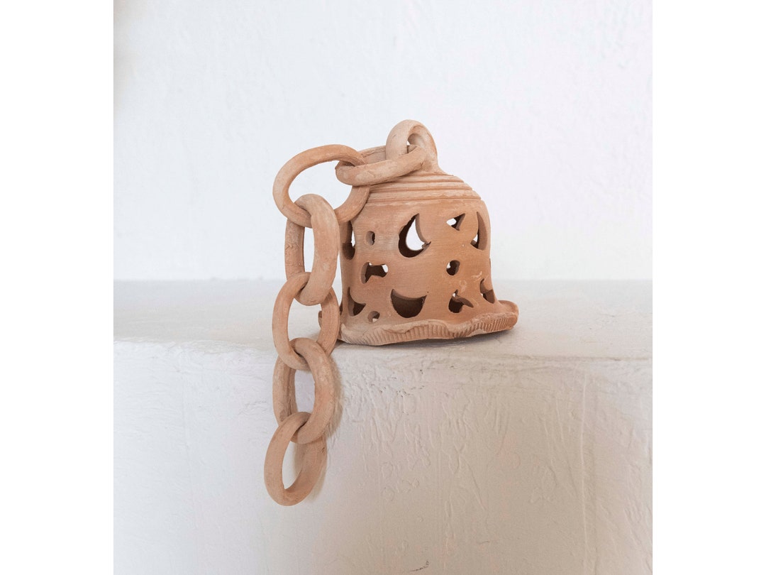 Terracotta Clay Bell Without Clapper Boho Bali Lantern Outdoor Backyard ...